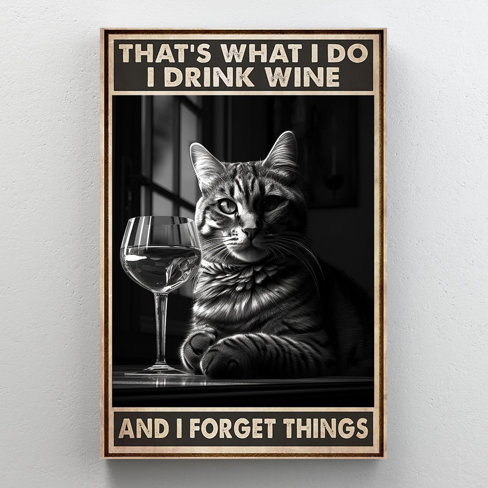 Trinx Khristopher Cat I Drink Wine And I Forget Things 1 On Canvas Graphic Art | Wayfair